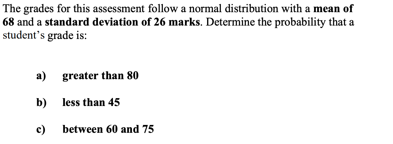 Solved The grades for this assessment follow a normal | Chegg.com