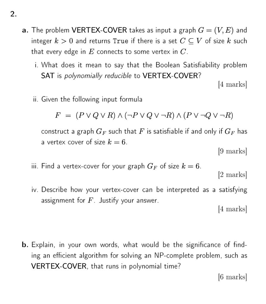 a. The problem VERTEX-COVER takes as input a graph G | Chegg.com