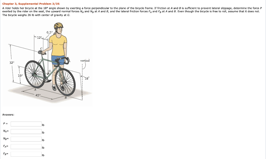 Solved A rider holds her bicycle at the 18° angle shown by | Chegg.com