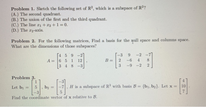 Solved Problem 1. Sketch the following set of R2, which is a | Chegg.com