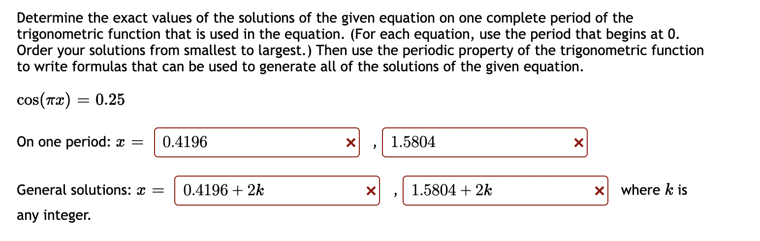 Solved Determine the exact values of the solutions of the | Chegg.com
