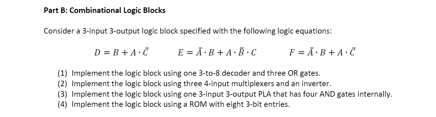 Solved Part B Combinational Logic Blocks Consider A 3 Input