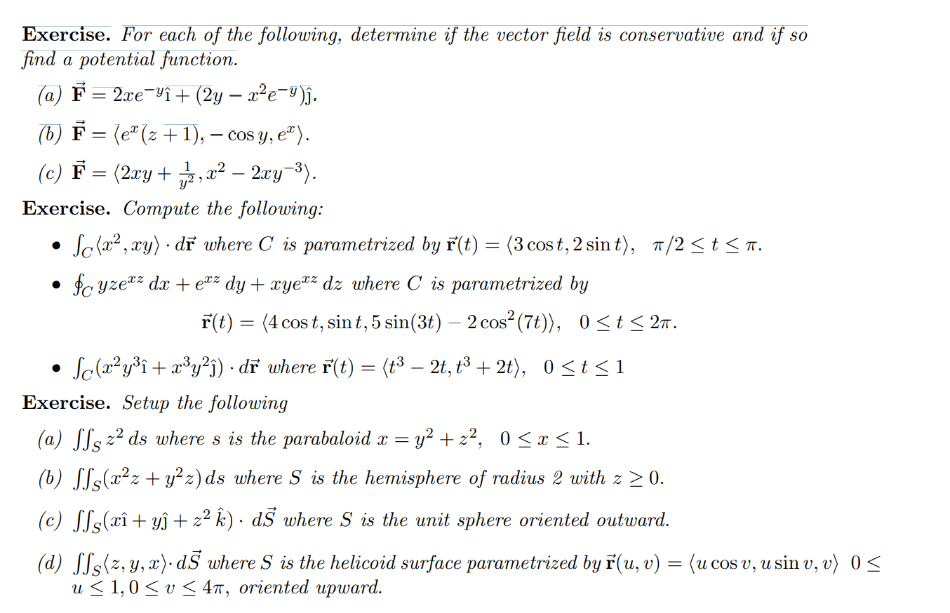 Solved Exercise. For each of the following, determine if the | Chegg.com