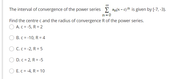 Solved The interval of convergence of the power series | Chegg.com
