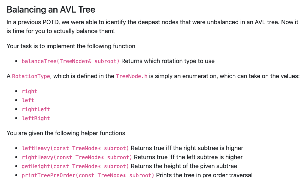 Solved Balancing an AVL Tree In a previous POTD, we were | Chegg.com