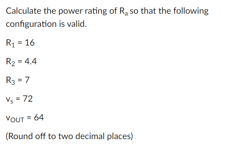 Solved Ra Vout R2 + R1 Vs R3 Calculate the value of Ra so | Chegg.com