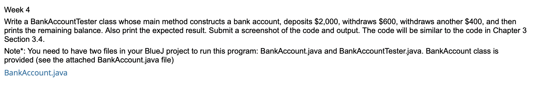 Solved /** A bank account has a balance that can be changed | Chegg.com