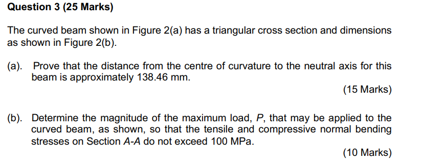 Solved The curved beam shown in Figure 2(a) has a triangular | Chegg.com