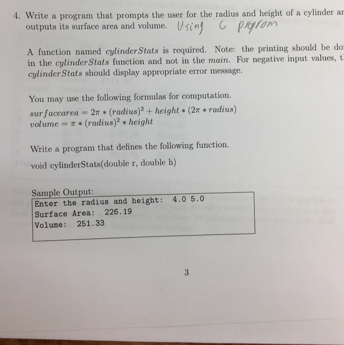 Solved Write a program that prompts the user for the radius | Chegg.com