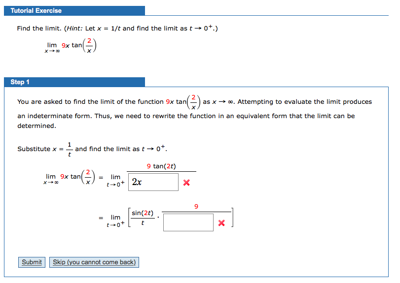 Solved Tutorial Exercise Find the limit. (Hint: Let x = 1/t | Chegg.com
