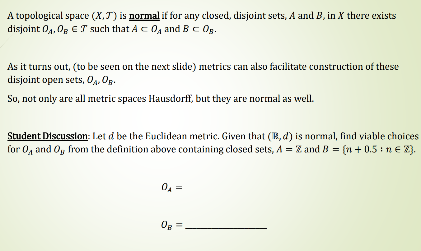 Solved A topological space (X,T) is normal if for any | Chegg.com