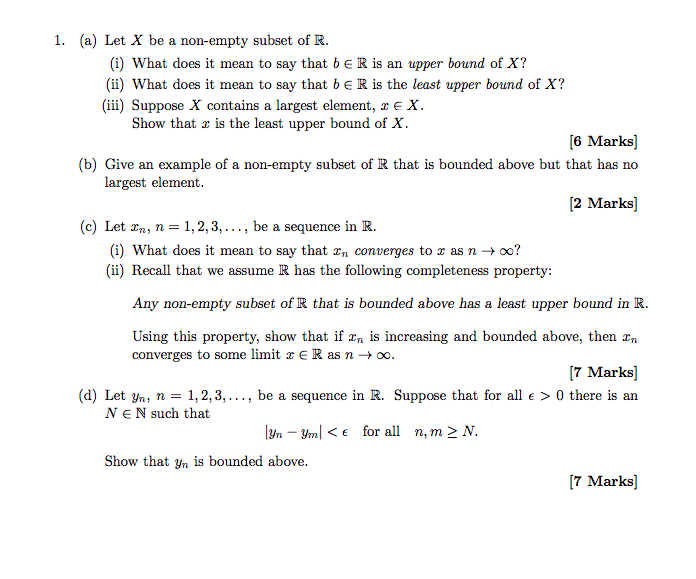 Solved 1. (a) Let X be a non-empty subset of R. (i) What | Chegg.com