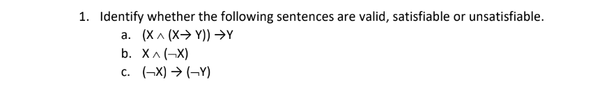 Solved Identify whether the following sentences are valid, | Chegg.com