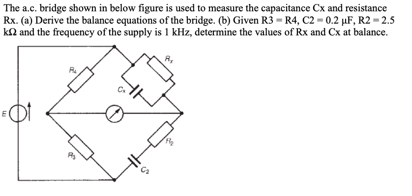 Solved The a.c. bridge shown in below figure is used to | Chegg.com