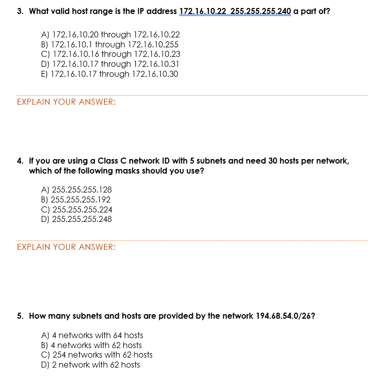 Solved 3. What valid host range is the IP address | Chegg.com