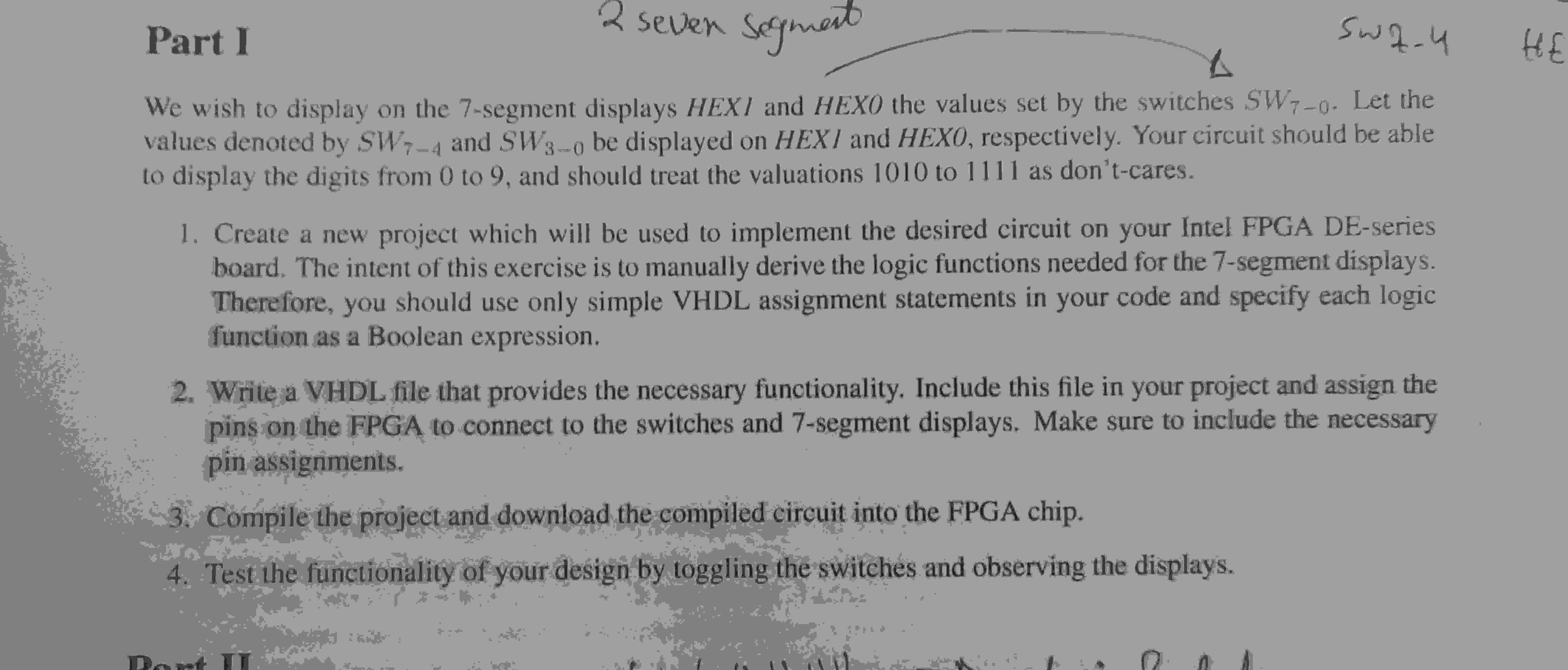 Part IWe wish to display on the 7-segment displays | Chegg.com