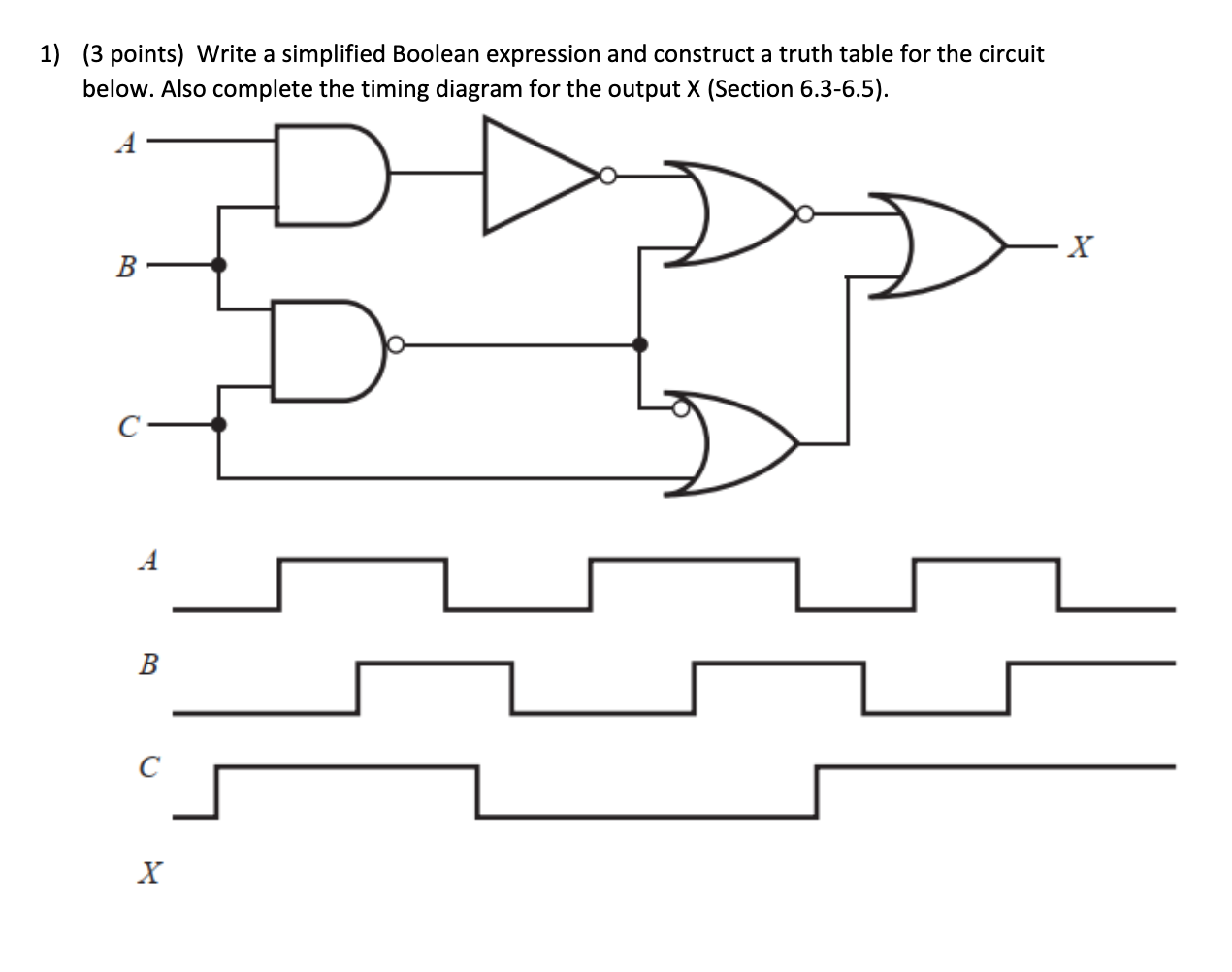 Solved 1) (3 points) Write a simplified Boolean expression | Chegg.com