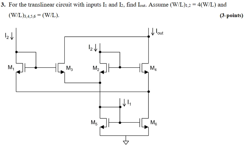 Solved For the translinear circuit with inputs I1 ﻿and I2, | Chegg.com