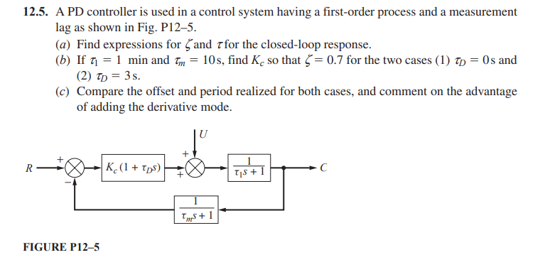 Solved 12.5. A PD controller is used in a control system | Chegg.com