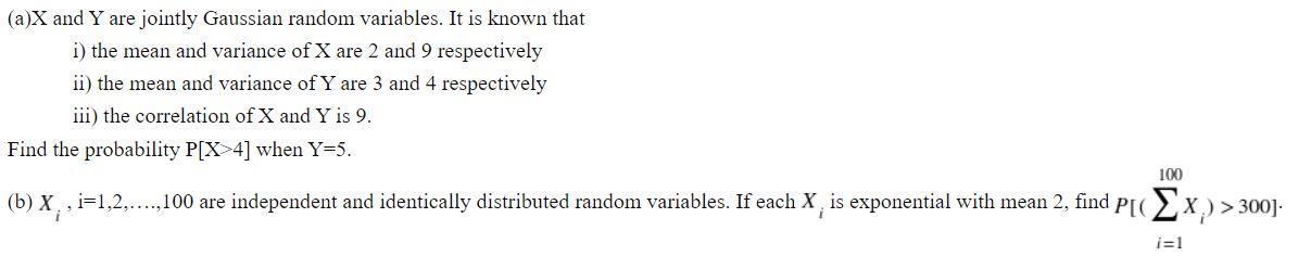 (a)X and Y are jointly Gaussian random variables. It | Chegg.com