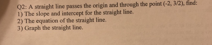 Solved 2: A straight line passes the origin and through the | Chegg.com