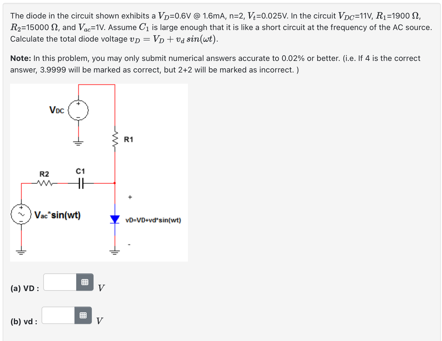 Solved The diode in ﻿the circuit shown exhibits | Chegg.com