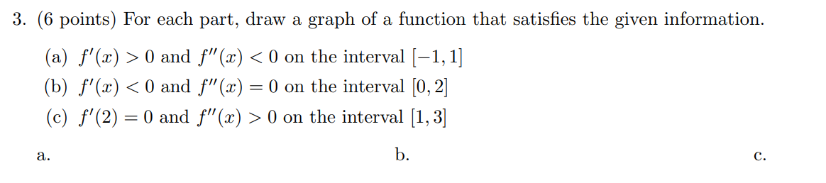 Solved 3. (6 points) For each part, draw a graph of a | Chegg.com