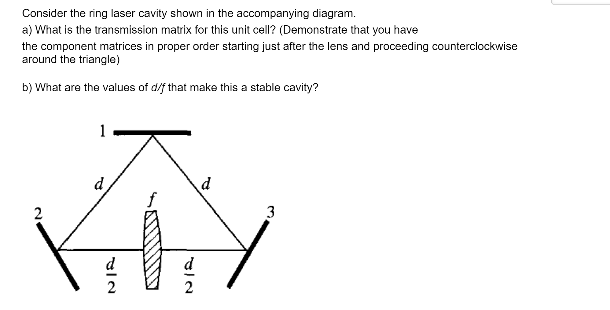 Solved Consider the ring laser cavity shown in the | Chegg.com