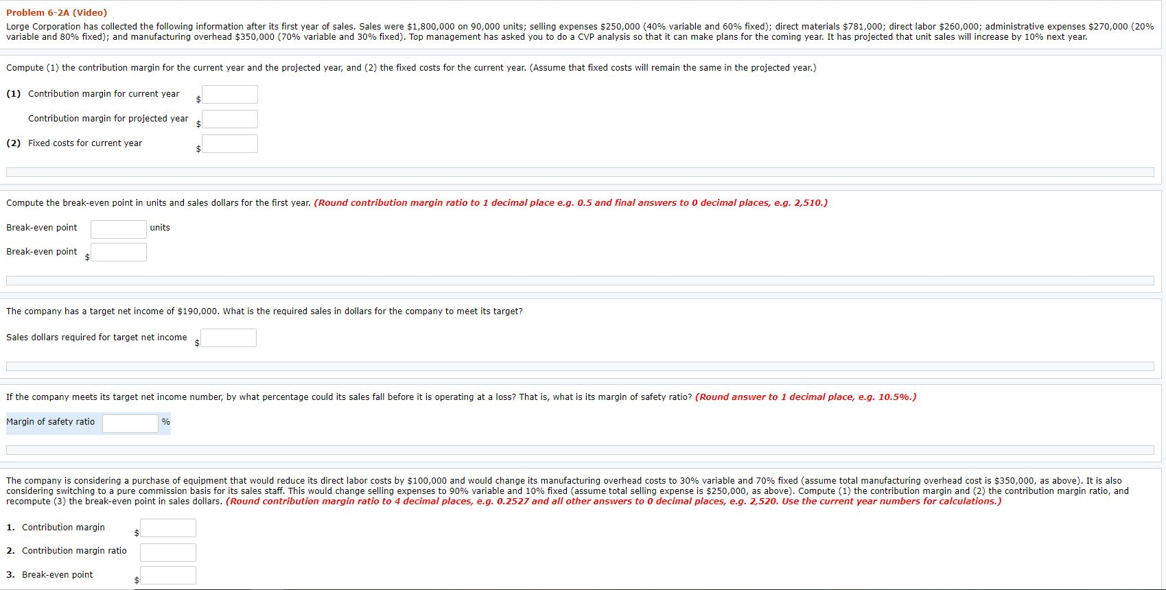 Solved Problem 6-2A (Video) Lorge Corporation has collected | Chegg.com