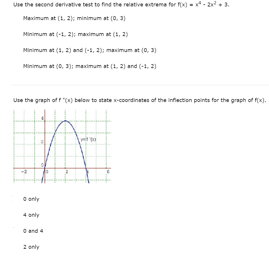 Solved Use the second derivative test to find the relative | Chegg.com