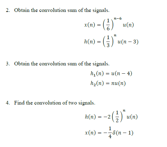 Solved 2. Obtain the convolution sum of the signals. | Chegg.com