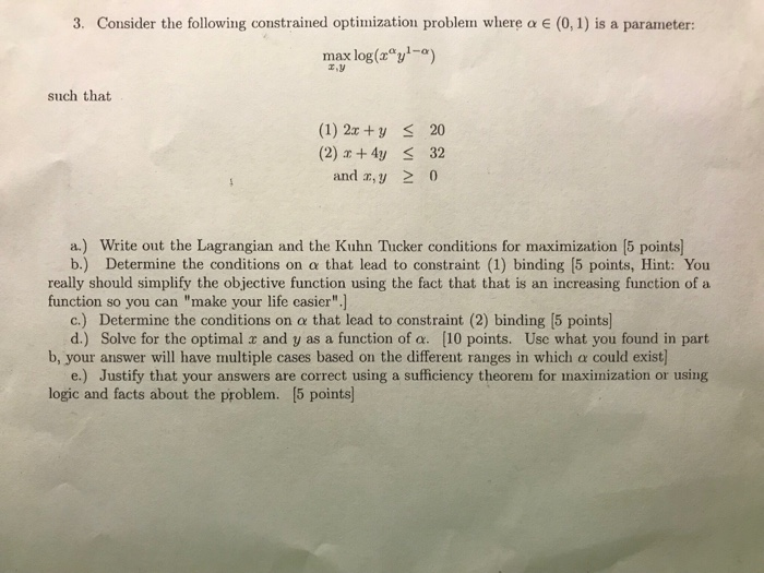 Solved 3. Consider the following constrained optimization | Chegg.com