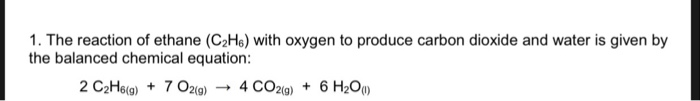 Solved 1. The reaction of ethane (C2H6) with oxygen to | Chegg.com