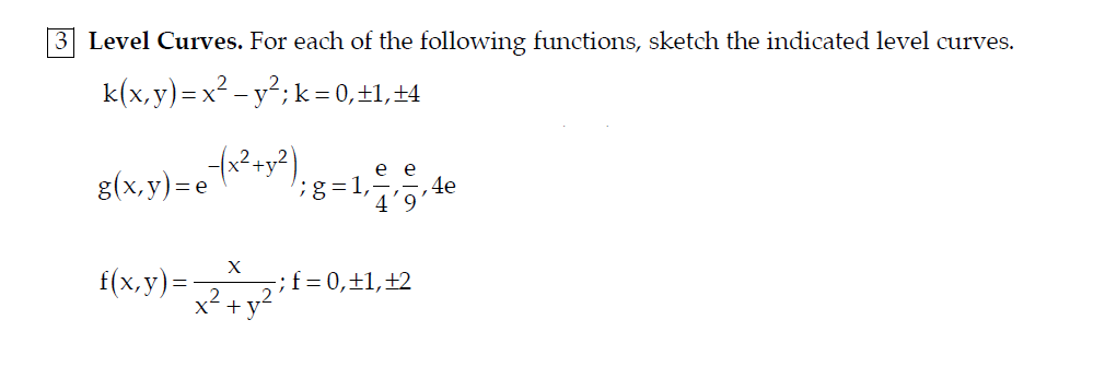 Solved Level Curves. For each of the following functions, | Chegg.com