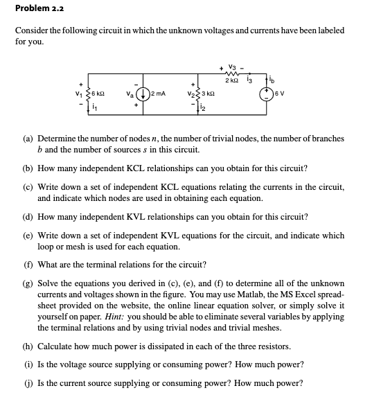 Problem 2.2Consider the following circuit in which | Chegg.com