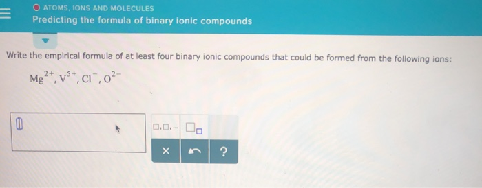 Solved O ATOMS, IONS AND MOLECULES Predicting the formula of | Chegg.com