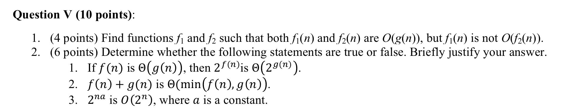 Solved 1. (4 points) Find functions f1 and f2 such that both | Chegg.com