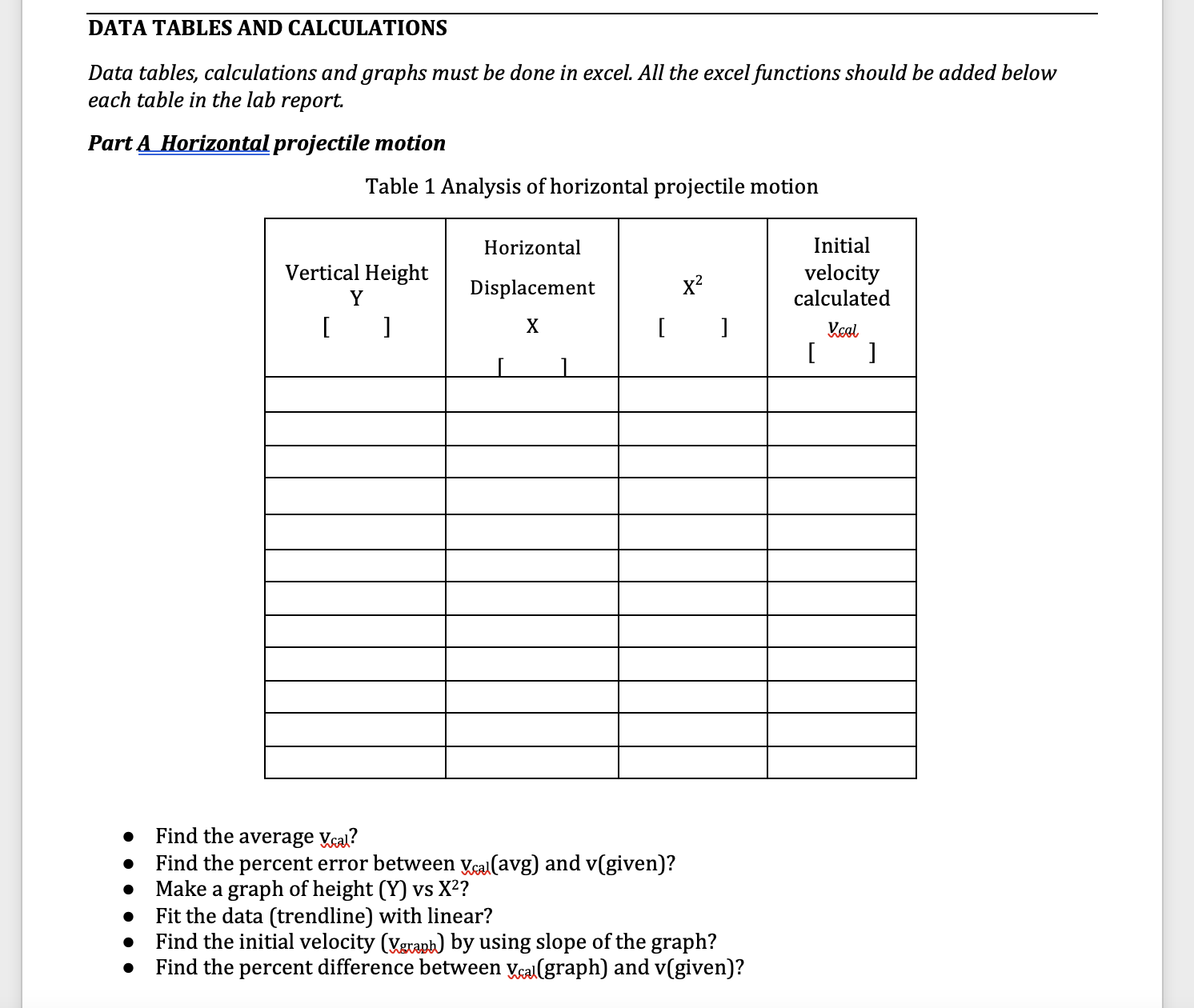 DATA TABLES AND CALCULATIONS Data tables, | Chegg.com