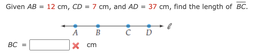 Solved Find the measure of ∠x.Given AB=12 cm,CD=7 cm, and | Chegg.com