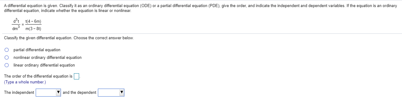Solved BOTH DROP DOWN BOXES OPTIONS ARE "( VARIABLE IS M) OR | Chegg.com