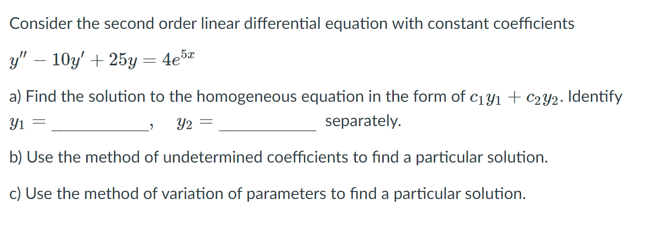 Solved Consider the second order linear differential | Chegg.com