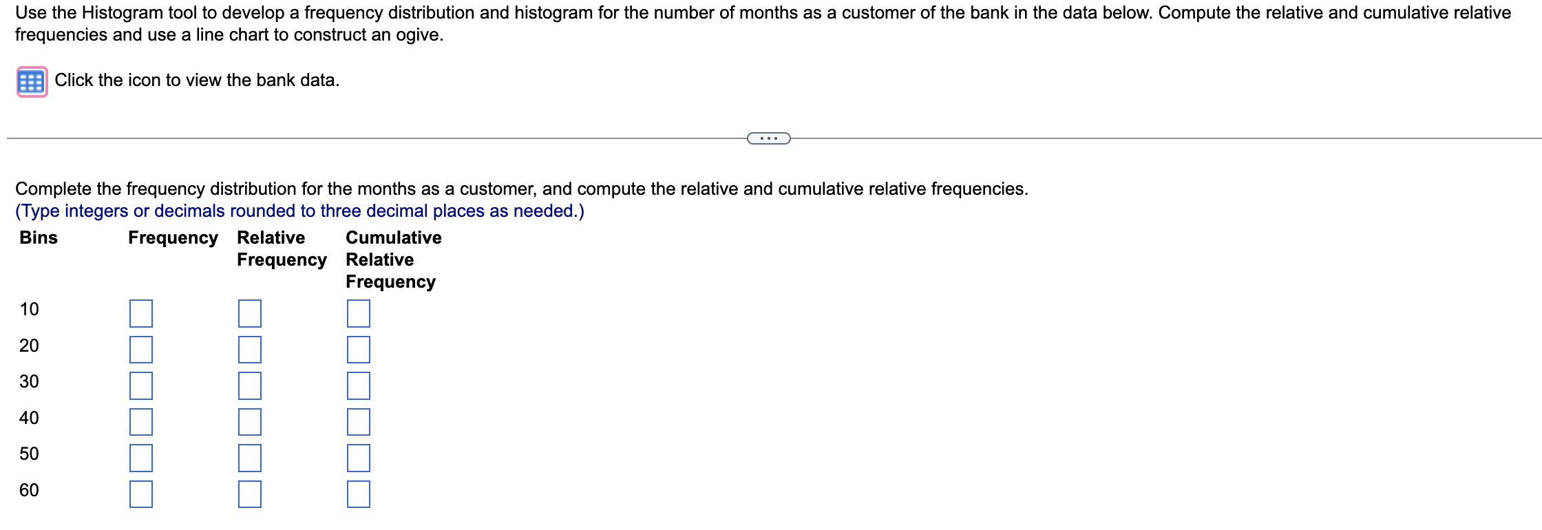 Solved Use the Histogram tool to develop a frequency | Chegg.com