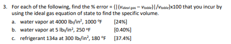 Solved 3. For each of the following, find the % error = {l | Chegg.com