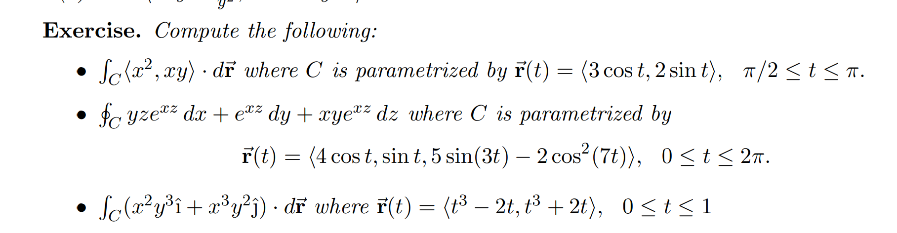 Solved Exercise. Compute the following: • R C hx 2 , xyi · | Chegg.com