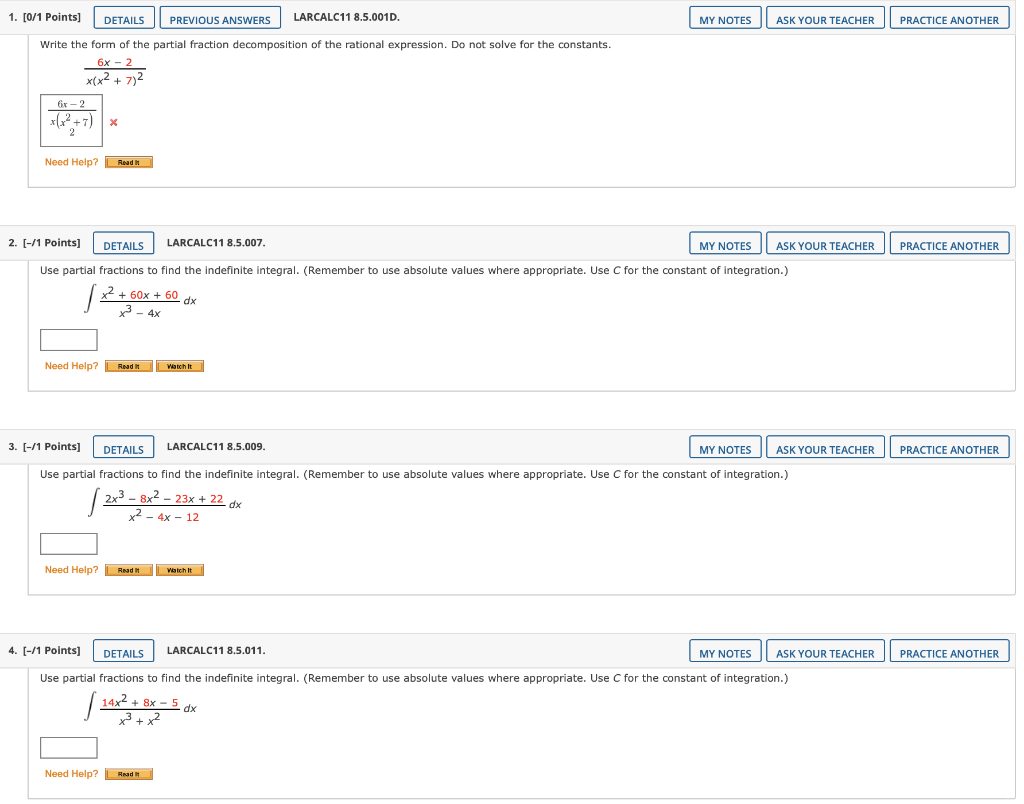 Solved MY NOTES ASK YOUR TEACHER PRACTICE ANOTHER 1. [0/1 | Chegg.com