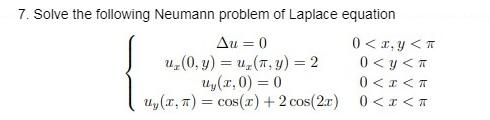 Solved 7. Solve the following Neumann problem of Laplace | Chegg.com