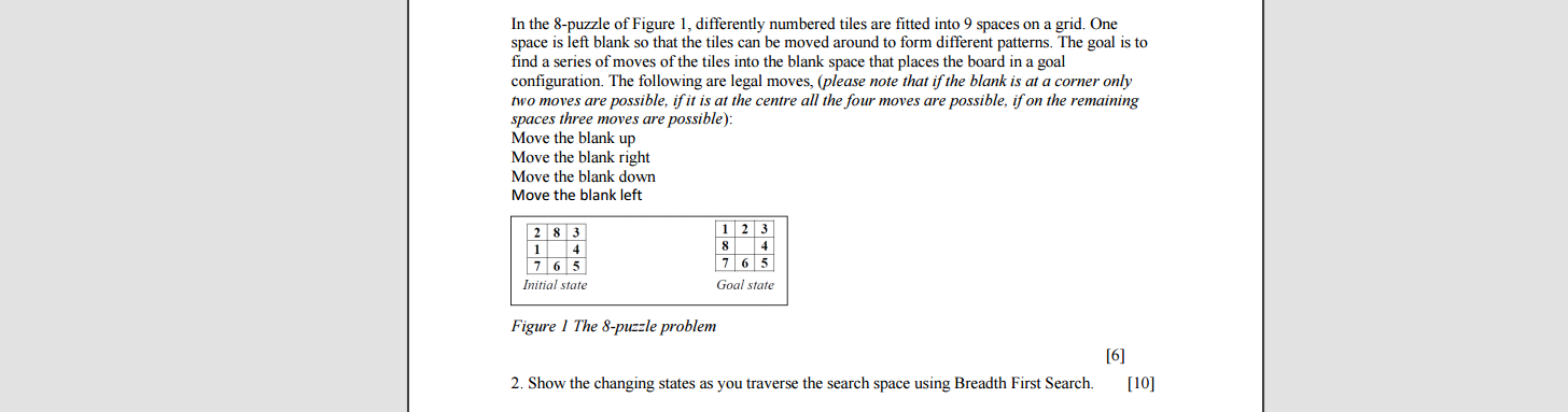 Solved In the 8-puzzle of Figure 1, differently numbered | Chegg.com
