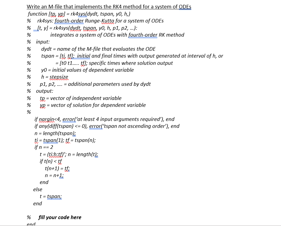 Write An M File That Implements The Rk4 Method For A 9128