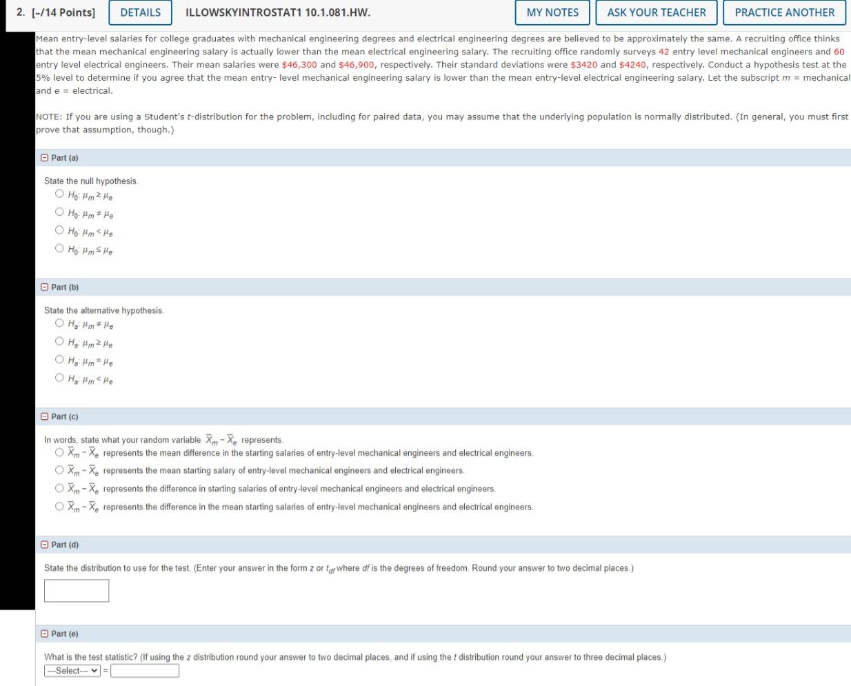 Solved 2. [-/14 Points) DETAILS ILLOWSKYINTROSTAT1 | Chegg.com