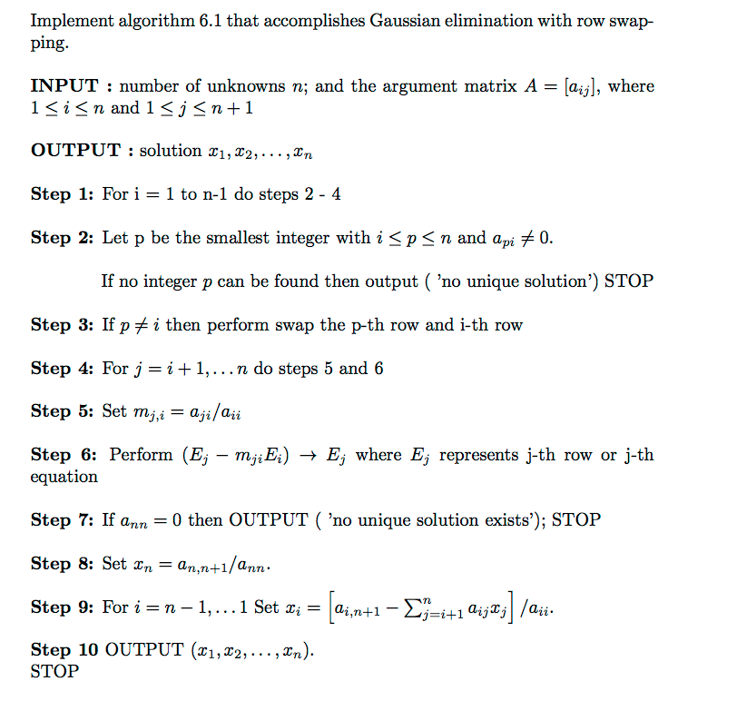 Solved Implement Algorithm 61 That Accomplishes Gaussian